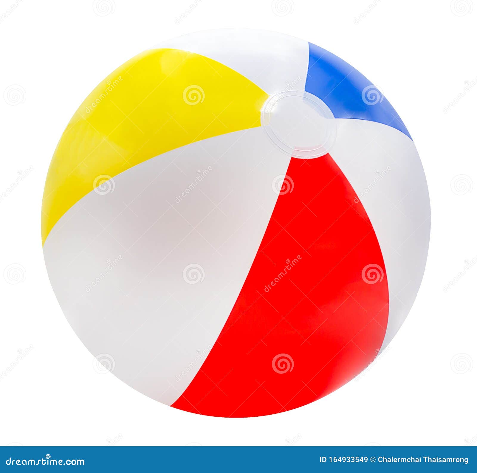 Beach Ball Isolated on White Background with Red, Yellow, Blue and ...
