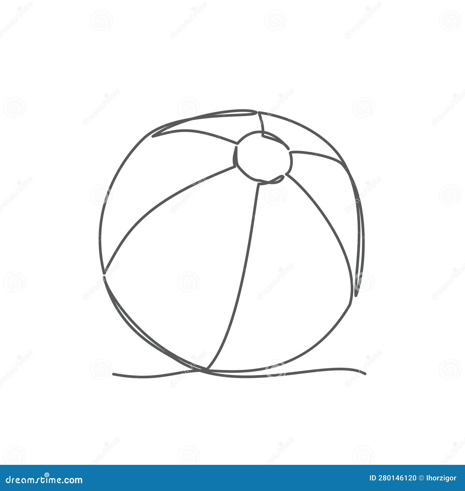 Beach Ball One Line Drawing on White Background Stock Vector ...