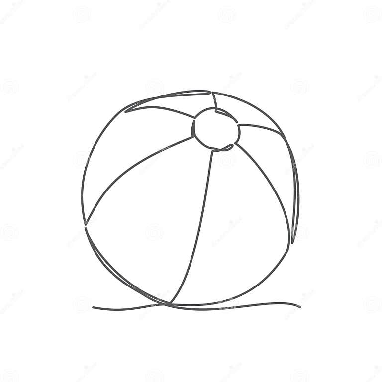 Beach Ball One Line Drawing on White Background Stock Vector ...