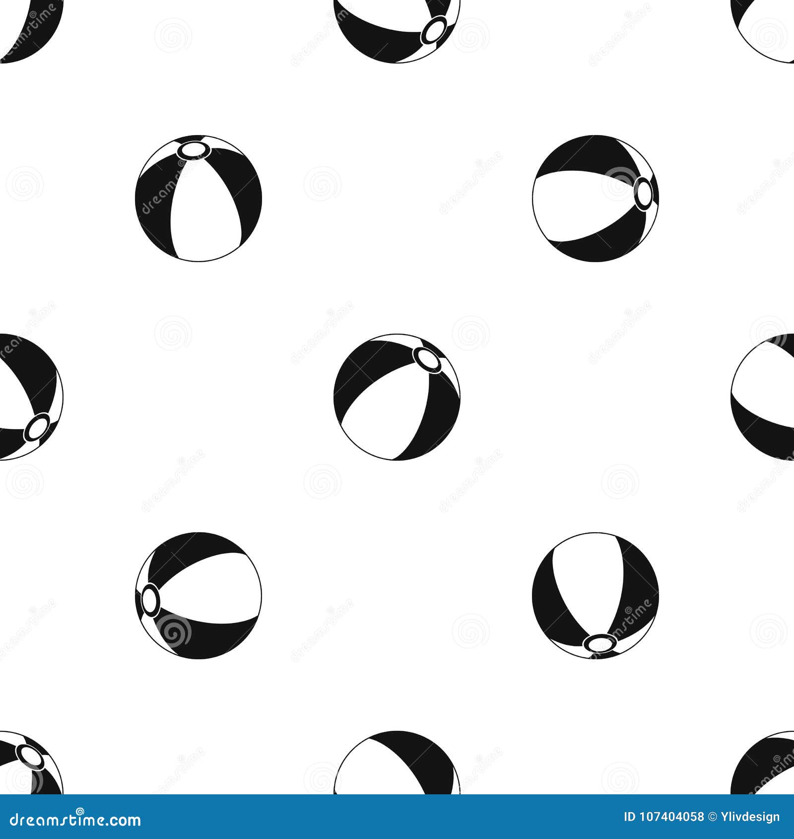 Beach Ball Pattern Seamless Black Stock Vector - Illustration of ...