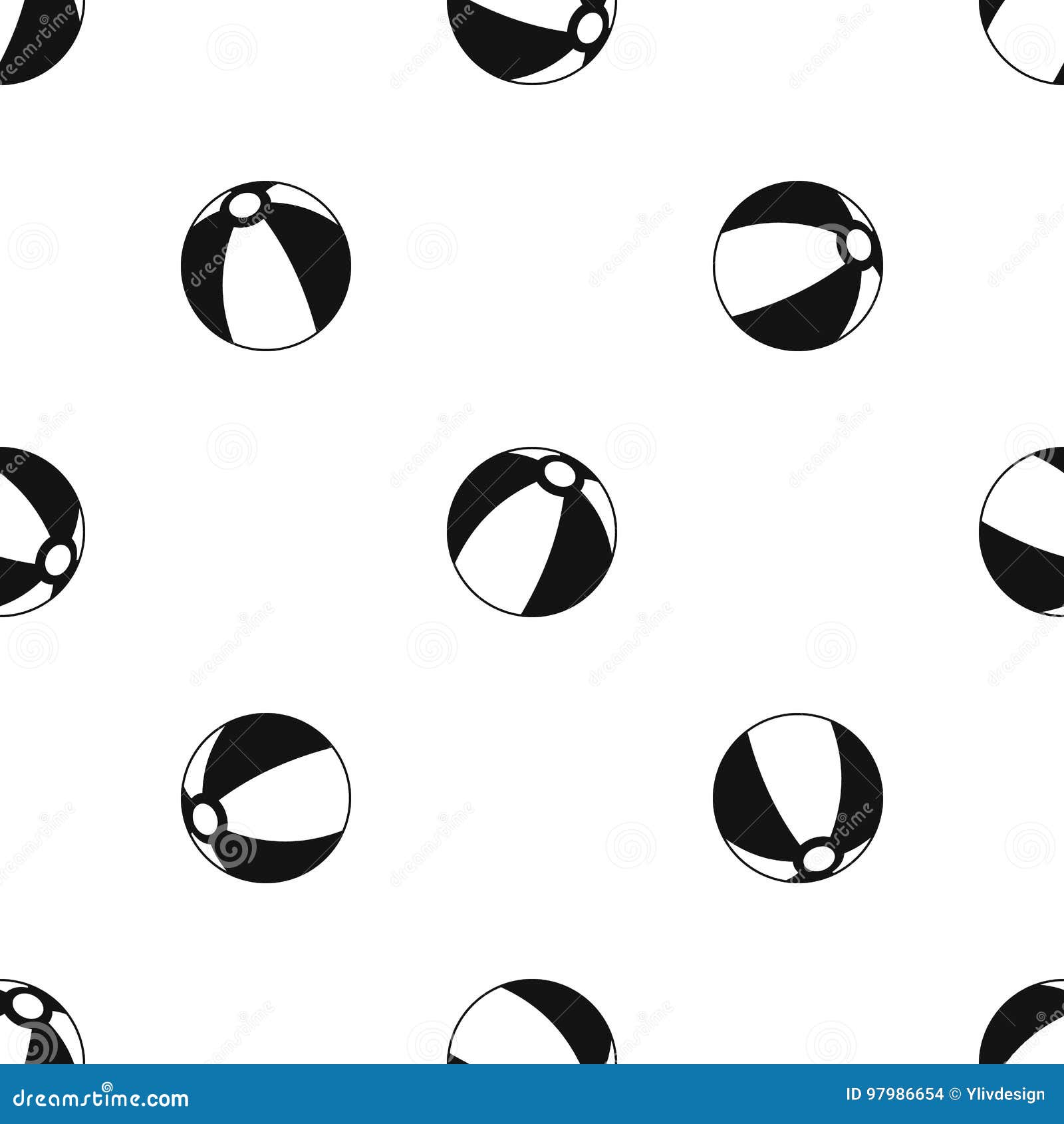 Beach Ball Pattern Seamless Black Stock Vector - Illustration of bouncy ...