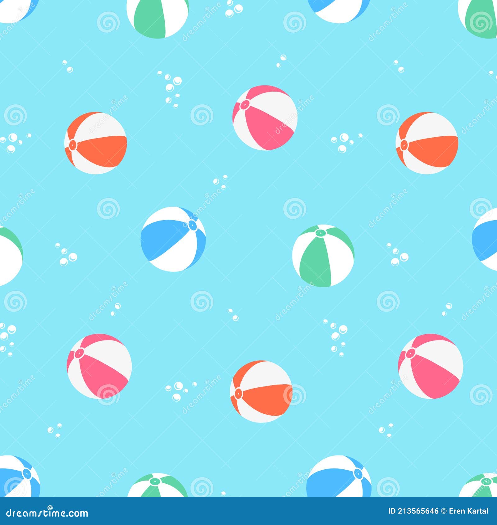 Beach Ball Pattern, Seamless and Colorful Balls. Vector, Illustration ...