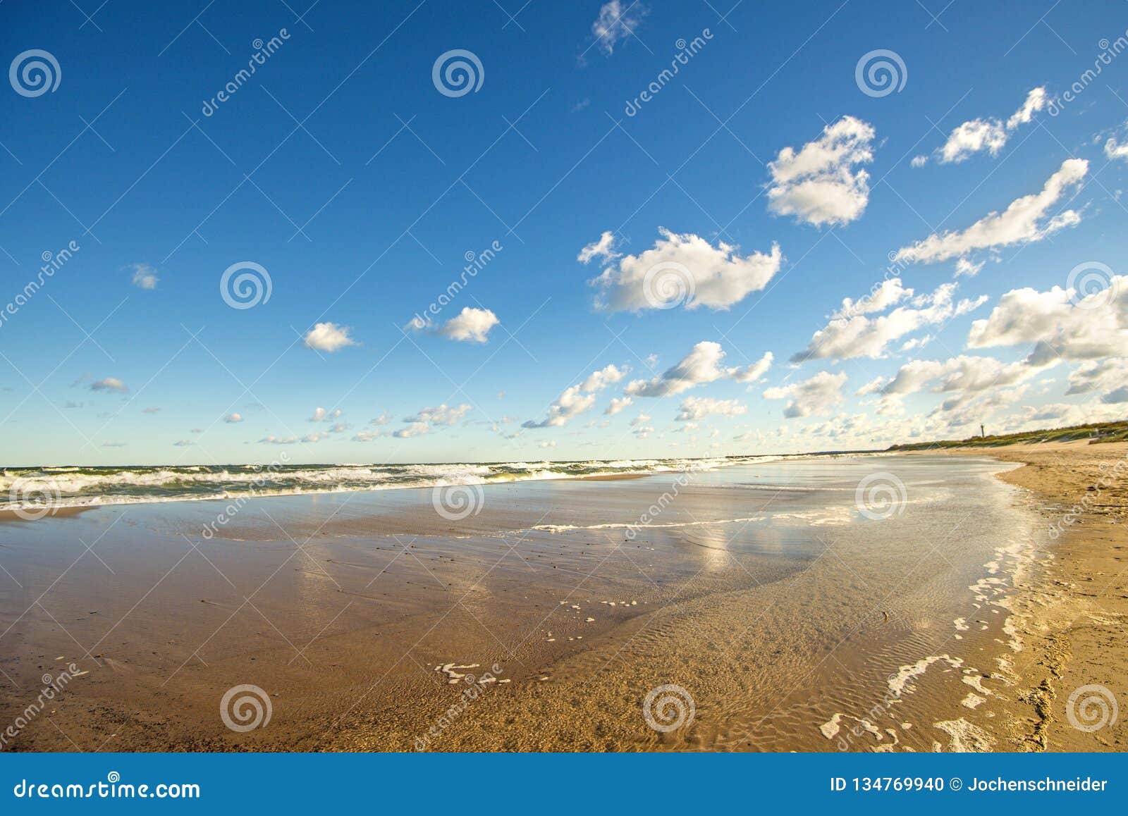 Beach of the Baltic Sea with Blue Sky Stock Photo - Image of angle ...