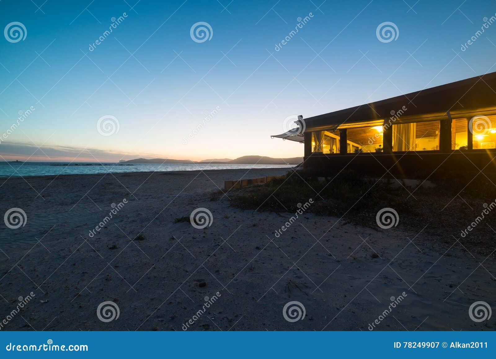 Beach bar on a clear night stock image. Image of coast - 78249907