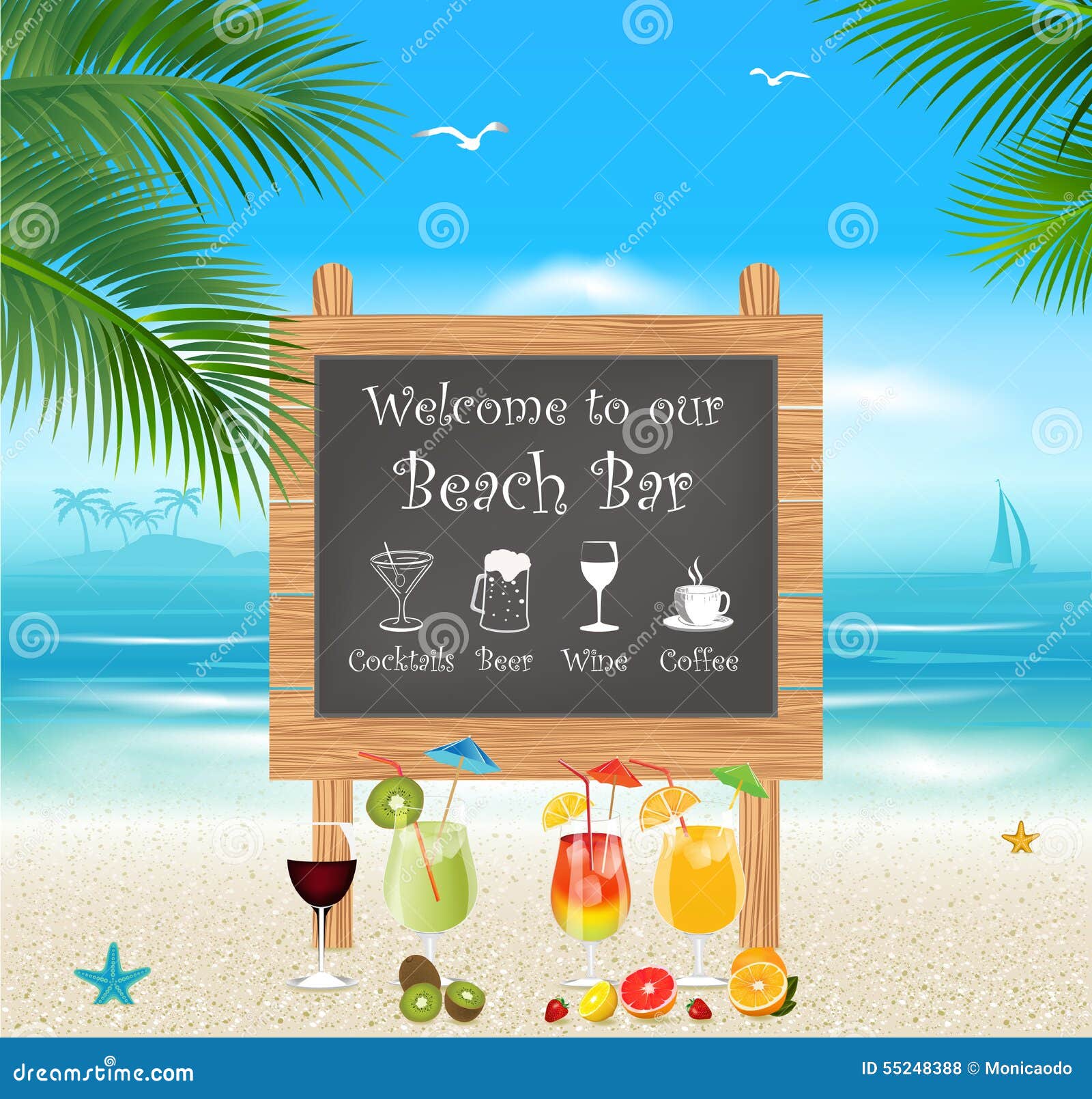 Beach bar menu stock vector. Illustration of ocean, concept - 55248388
