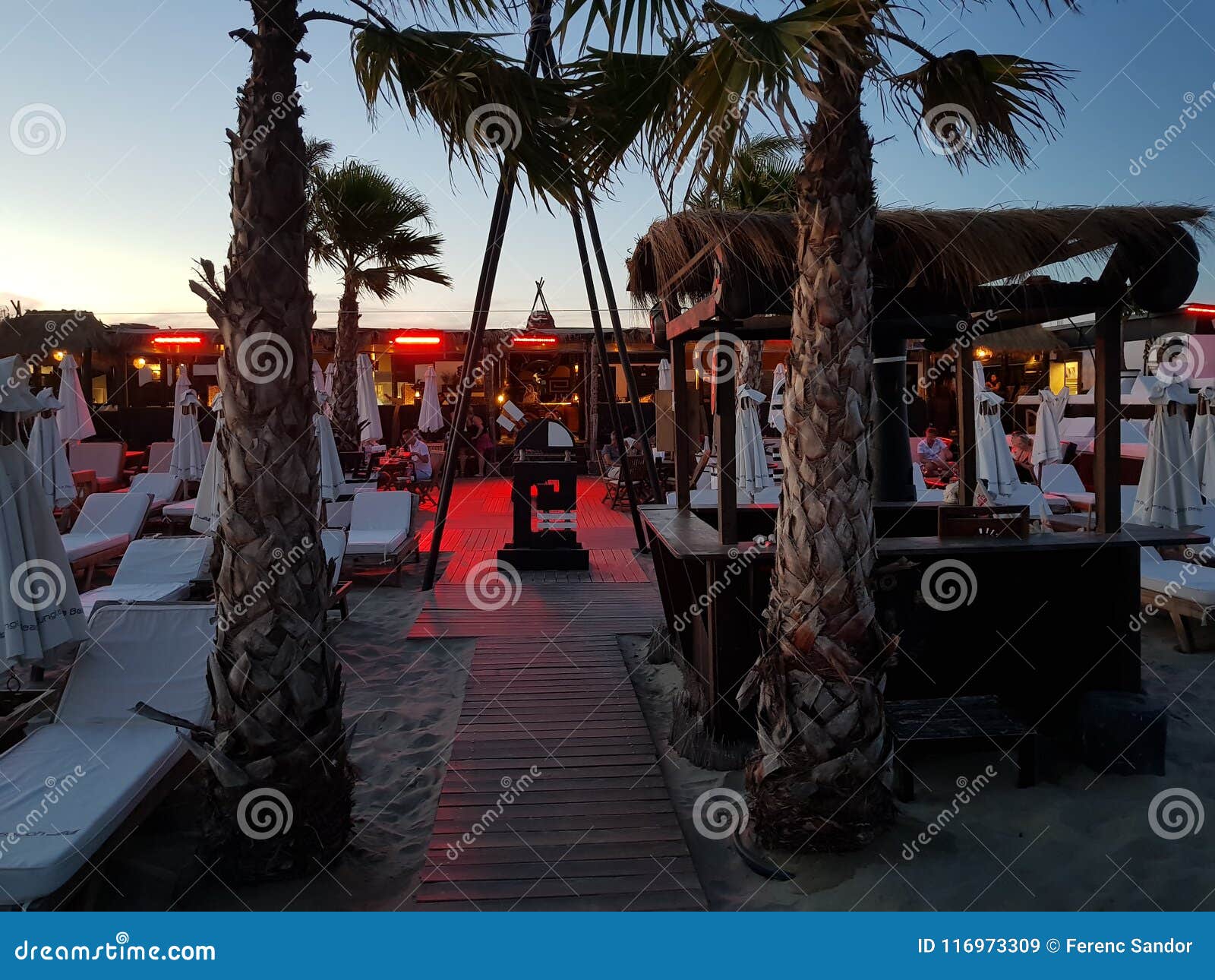 Beach bar night editorial stock image. Image of mediterranean - 116973309