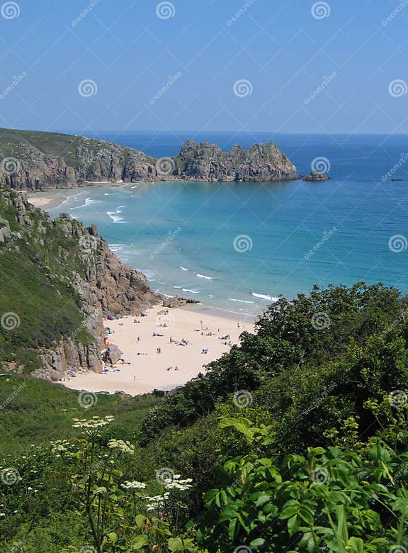 Beach and Bay, Cornwall, England Stock Image - Image of beach, surf ...