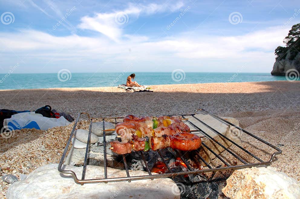 Beach BBQ stock photo. Image of peppers, cuisine, meat - 756874