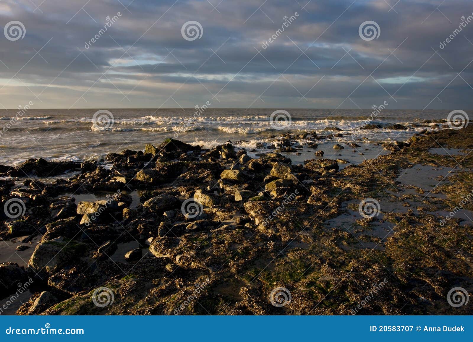 Beach in Belgium stock image. Image of rocky, cloud, sunset - 20583707