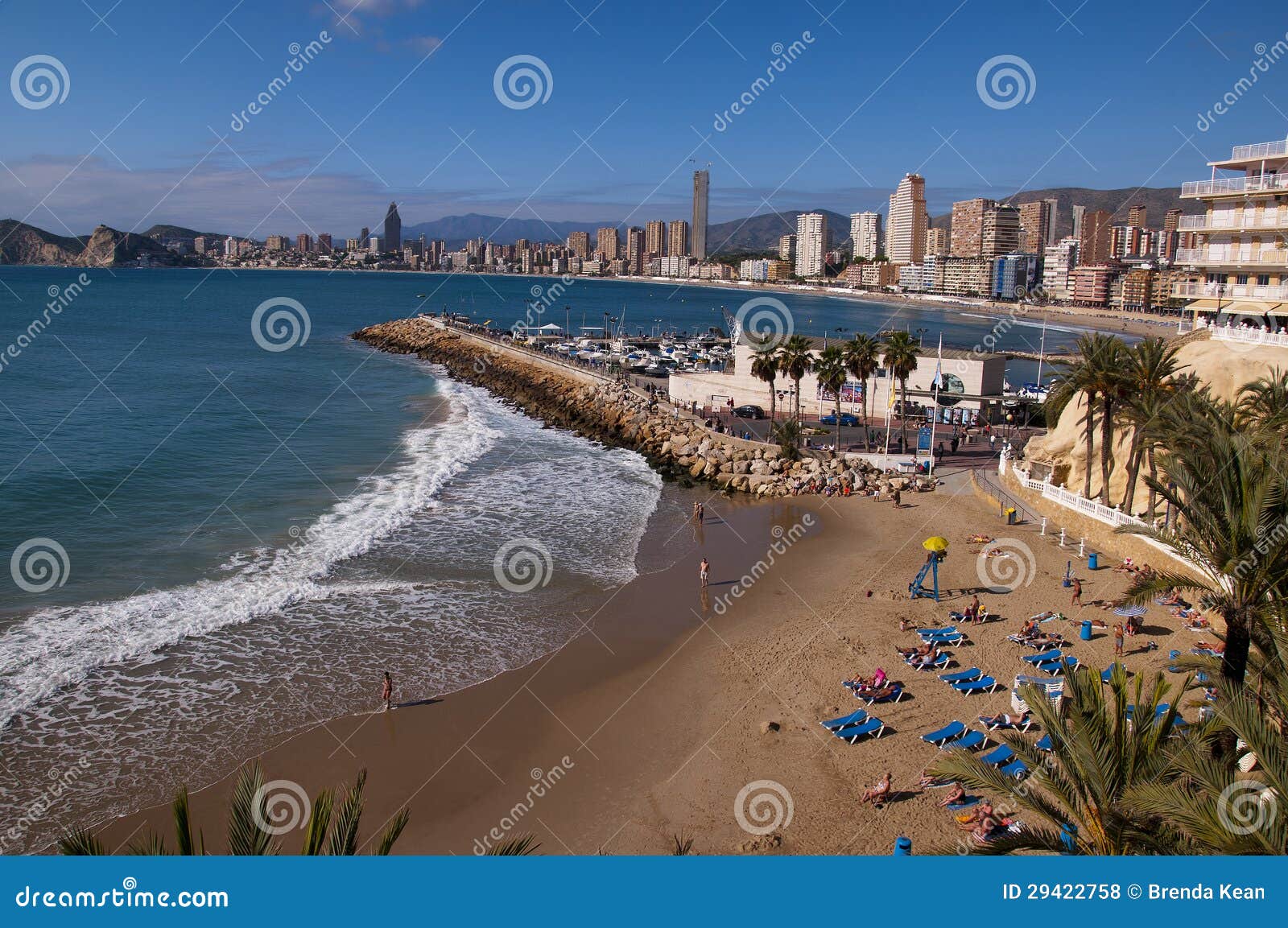 Beach in Benidorm Spain stock photo. Image of street - 29422758