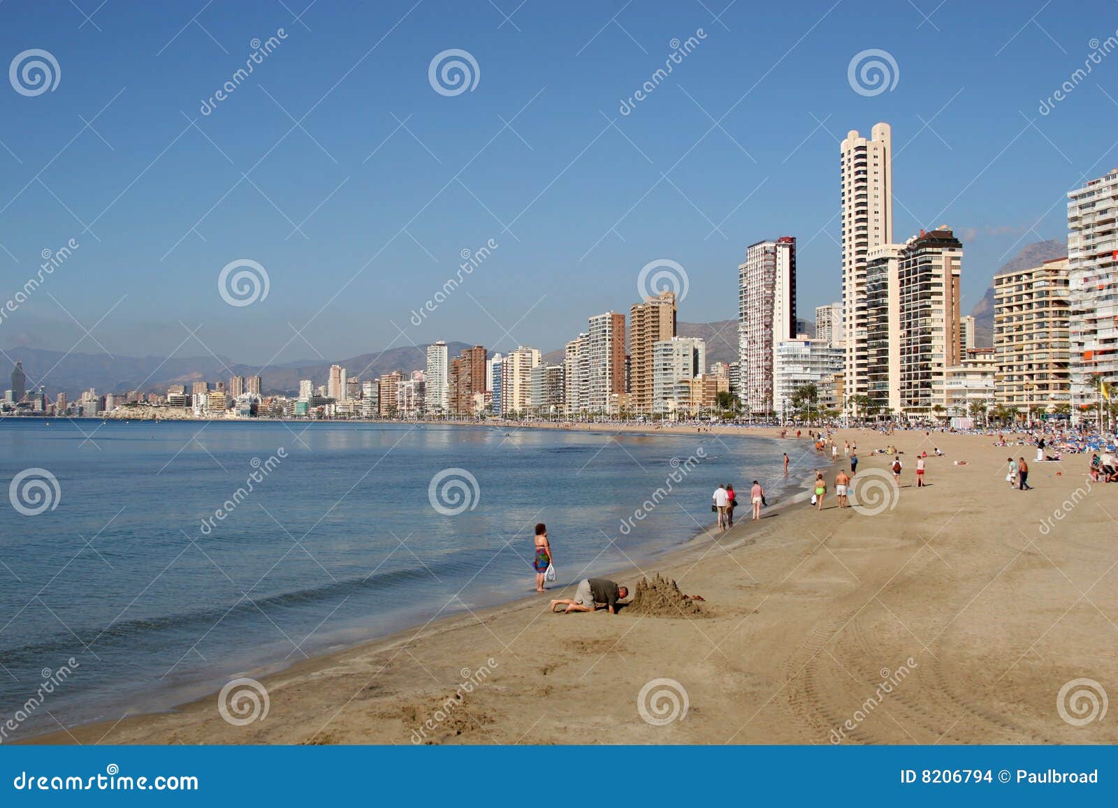 The Beach at Benidorm in Spain. Editorial Stock Image - Image of break ...