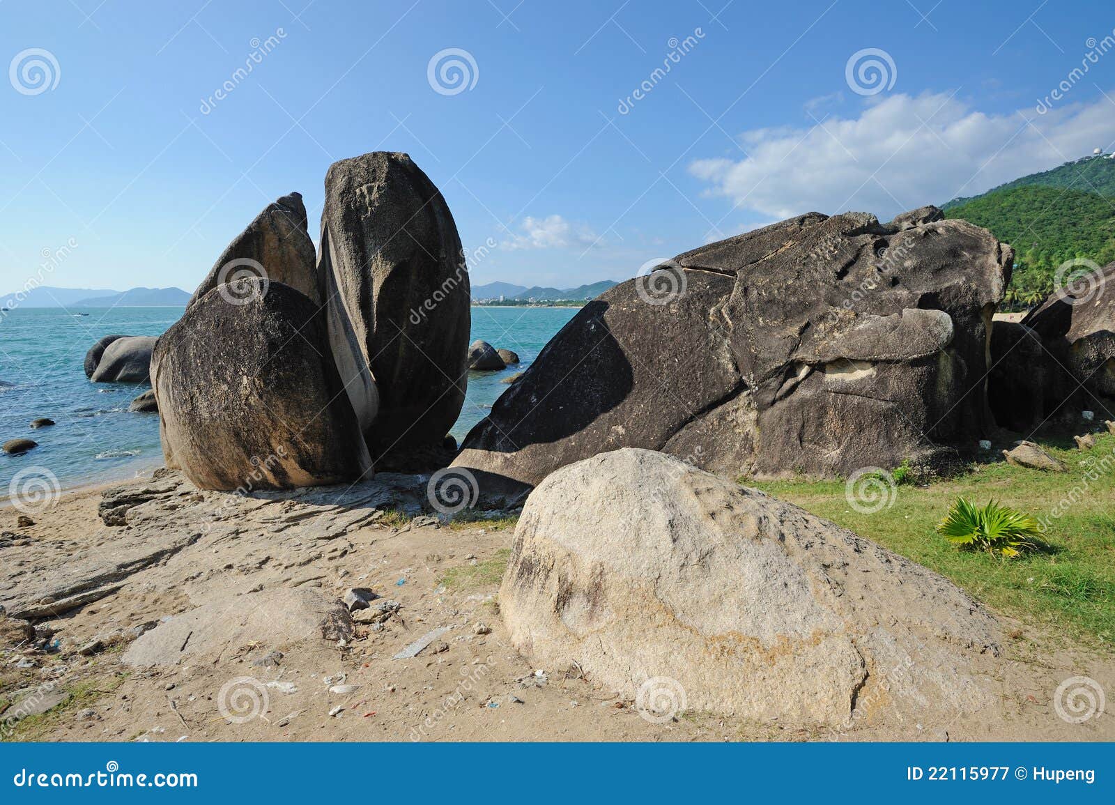 Beach with big stone stock image. Image of nature, coconut - 22115977