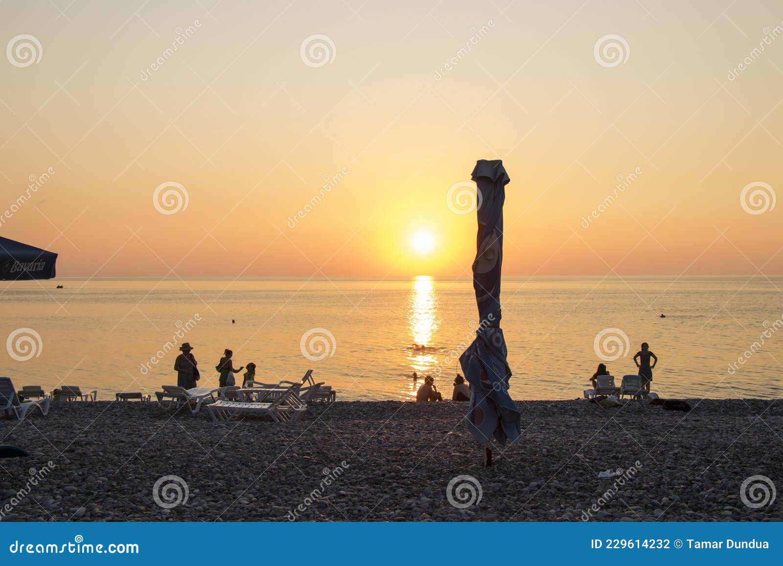 Beach in Black Sea, Sunset, Gonio, Georgia Stock Photo - Image of women ...