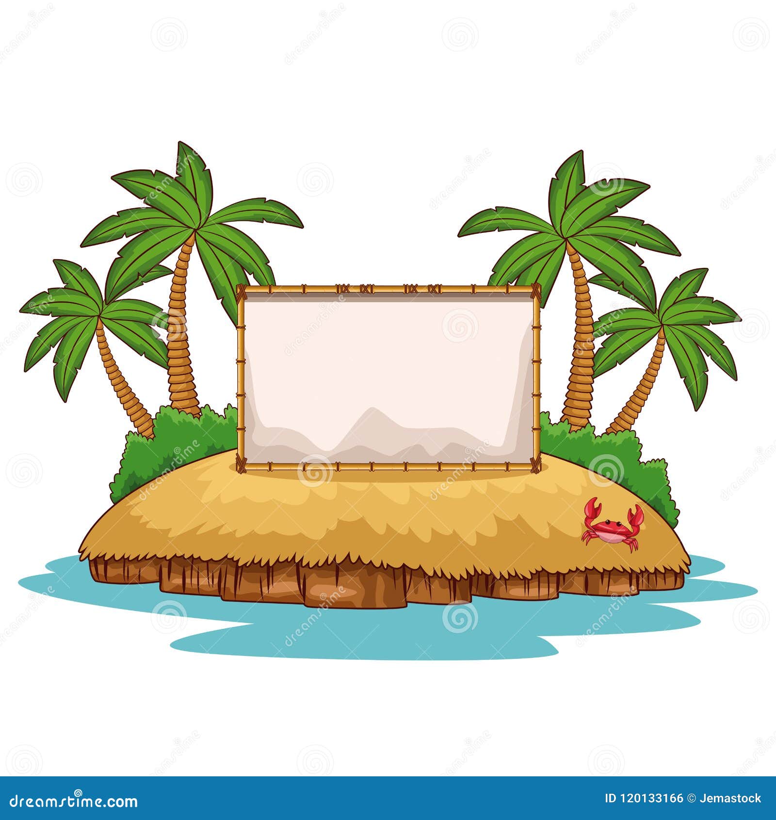 Beach with blank frame stock vector. Illustration of leaf - 120133166