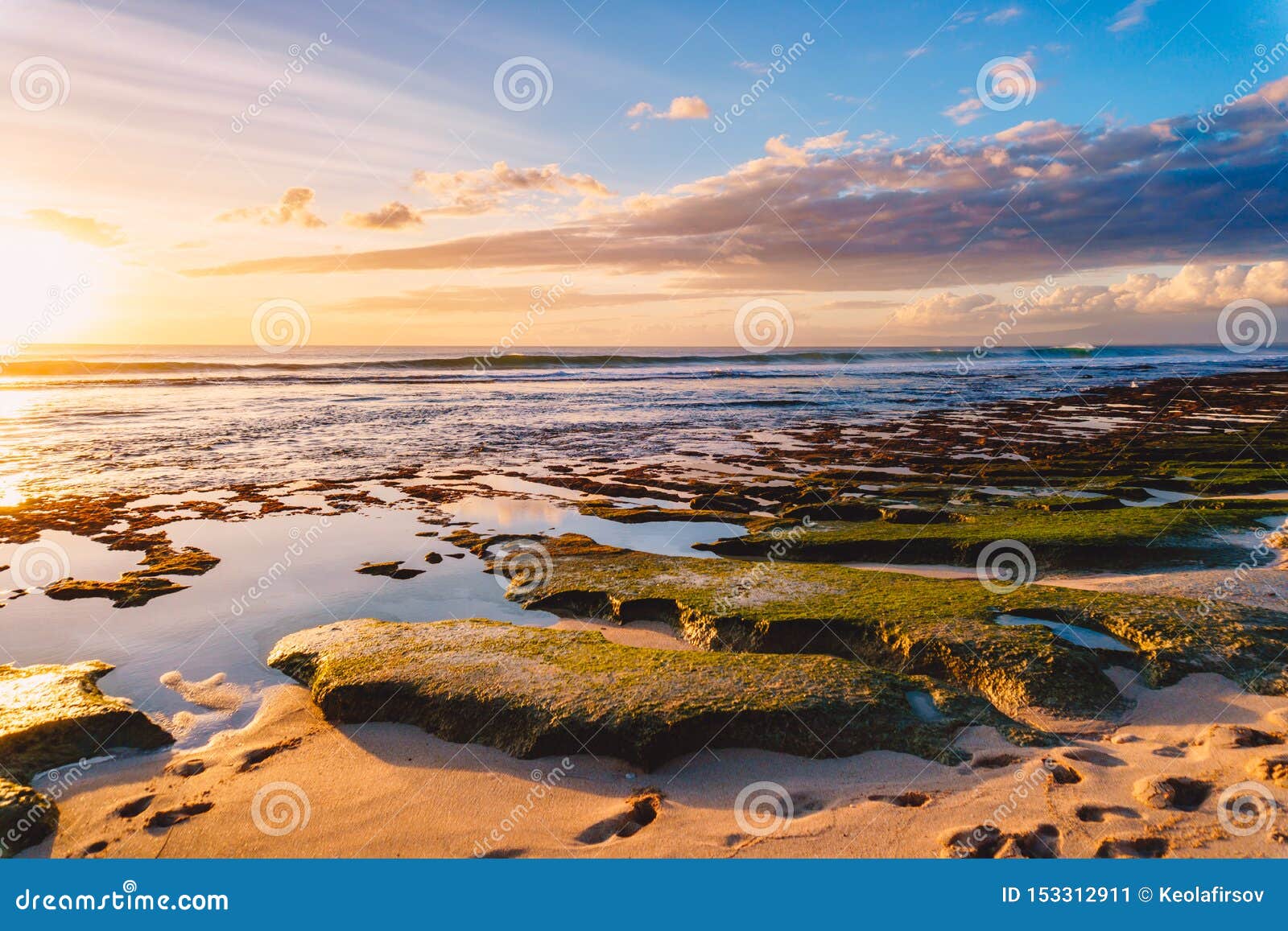 Beach with Blue Ocean and Sunset Stock Image - Image of gili, padang ...
