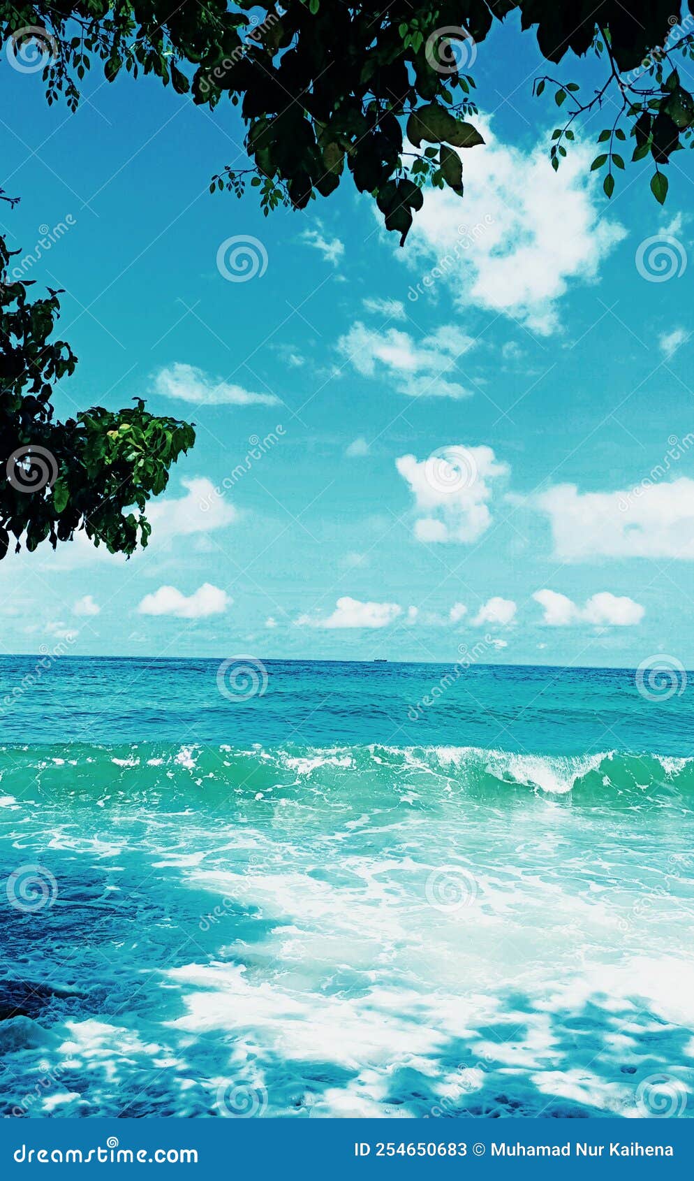 Beach and blue water sea stock image. Image of beach - 254650683