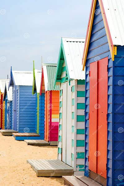 Beach Boxes on Brighton Beach Stock Image - Image of vibrant, landmark ...