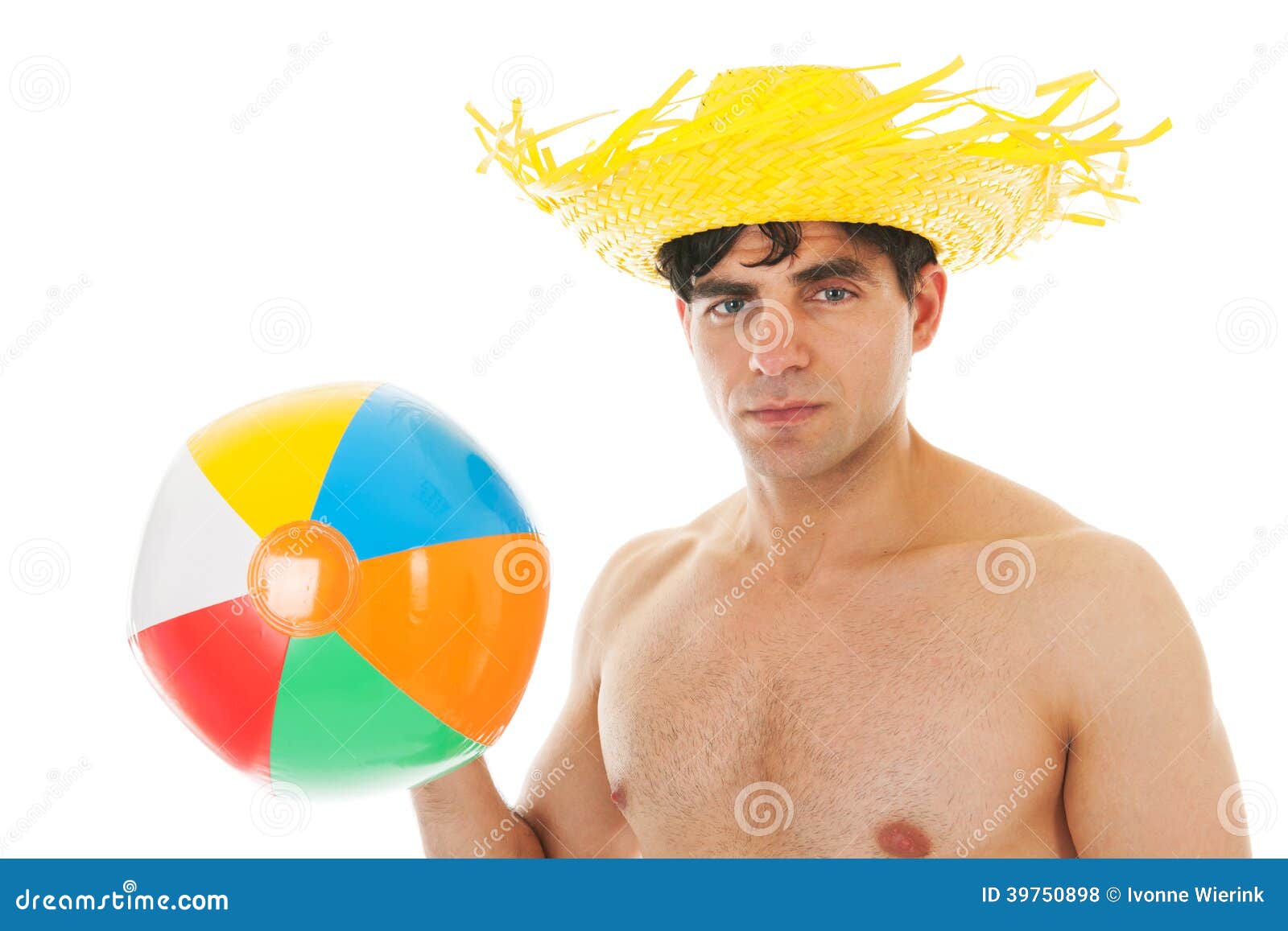Beach boy with ball stock photo. Image of studio, white - 39750898