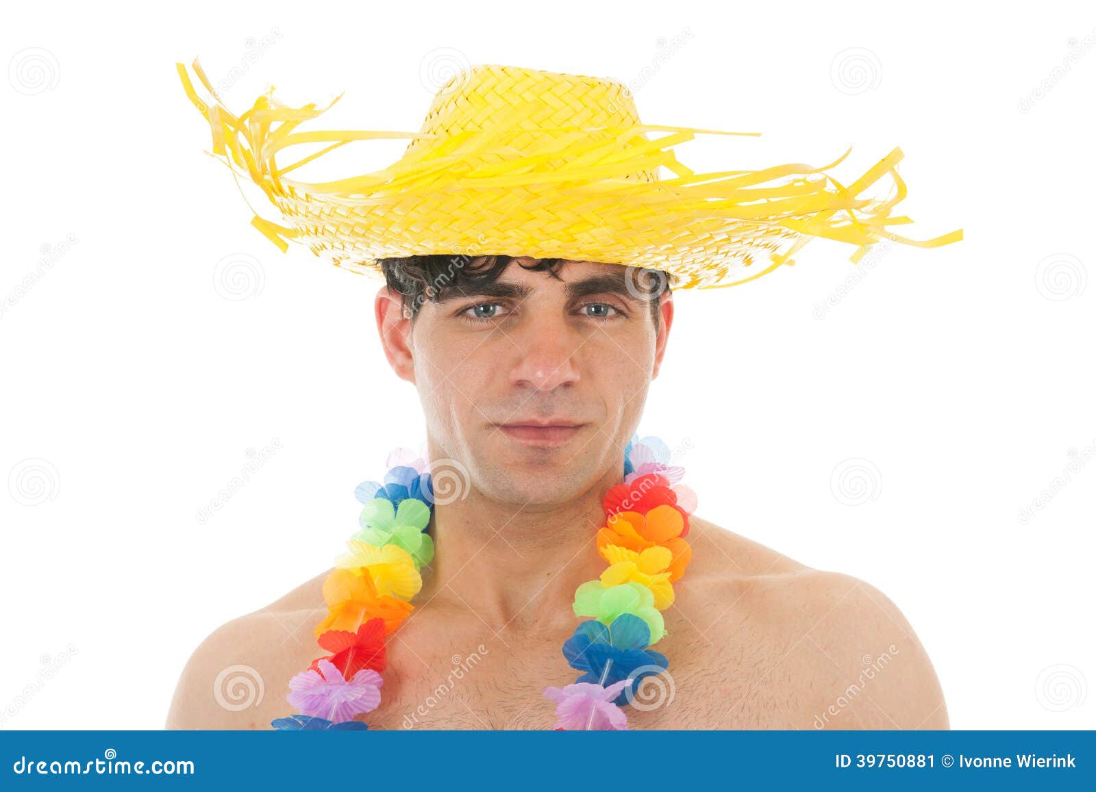 Beach Boy with Flower Garland Stock Image - Image of isolated, portrait ...