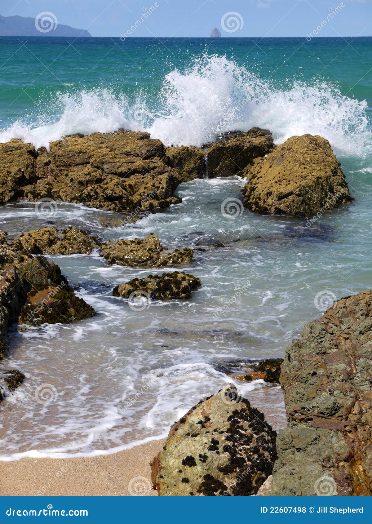 Beach: breaking waves rock stock photo. Image of island - 22607498