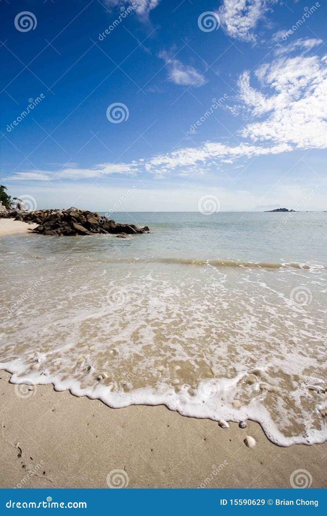 Beach on a Bright Sunny Day Stock Image - Image of rest, serene: 15590629