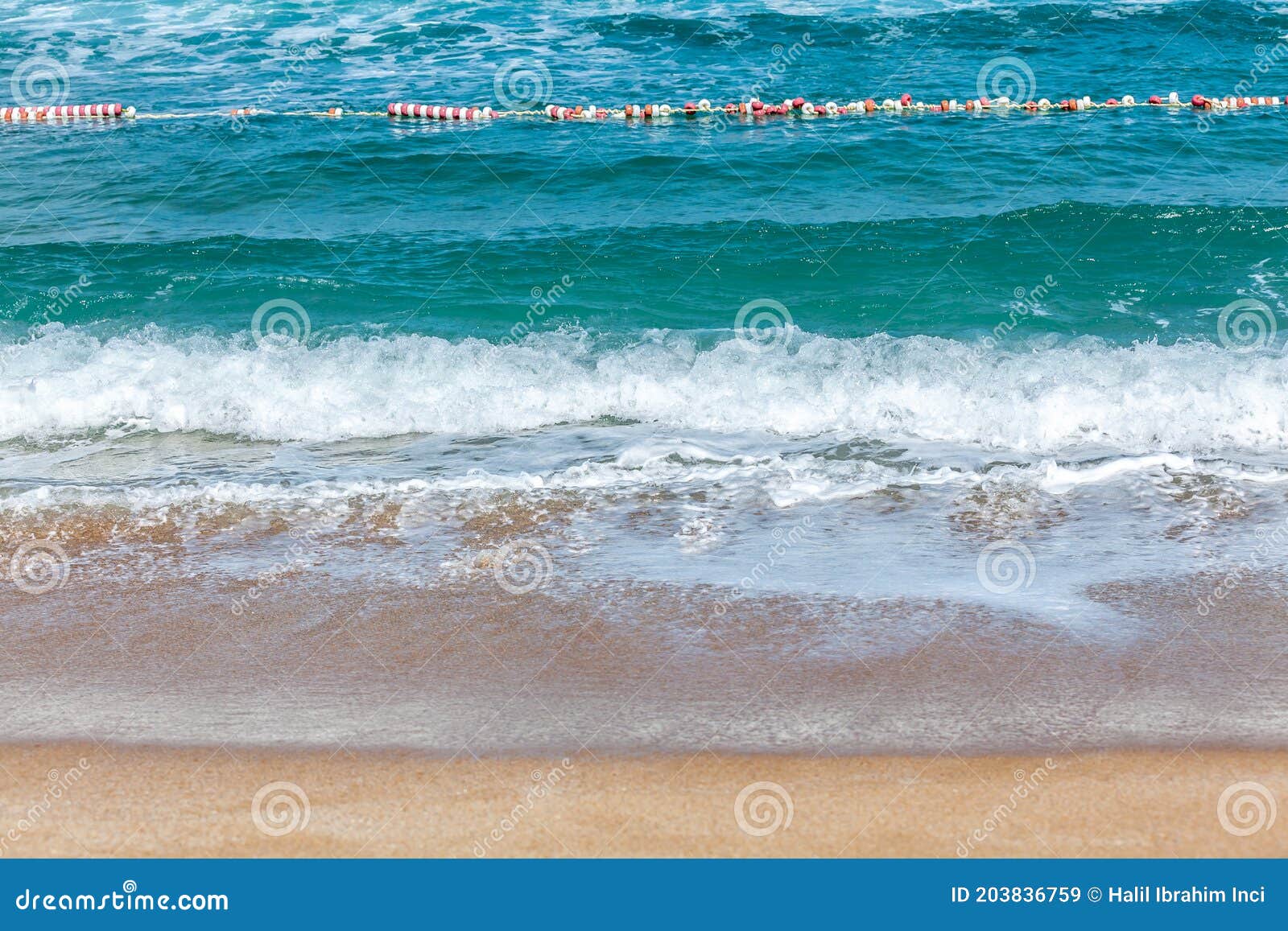 Beach and a buoy line stock image. Image of line, sand - 203836759
