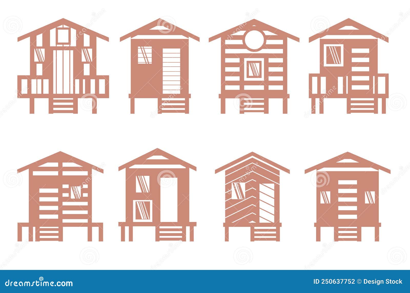 Set Of Cabana Beach Cartoon Icon Design Template With Various Models ...