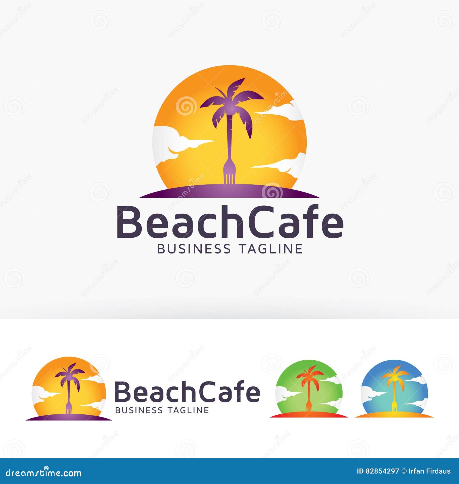 Beach Cafe logo design stock vector. Illustration of design - 82854297