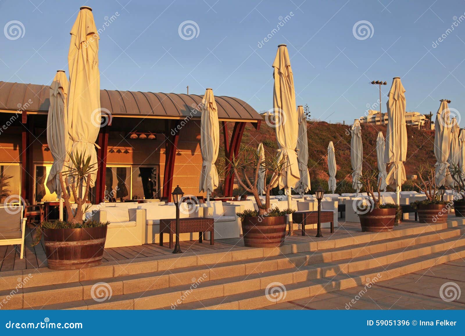 Beach Cafe on the Sea at Sunset Stock Photo - Image of island, coast ...