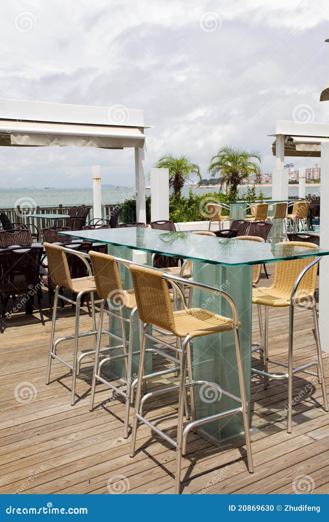 Beach Cafe with Tables and Chairs Stock Photo - Image of idyllic ...