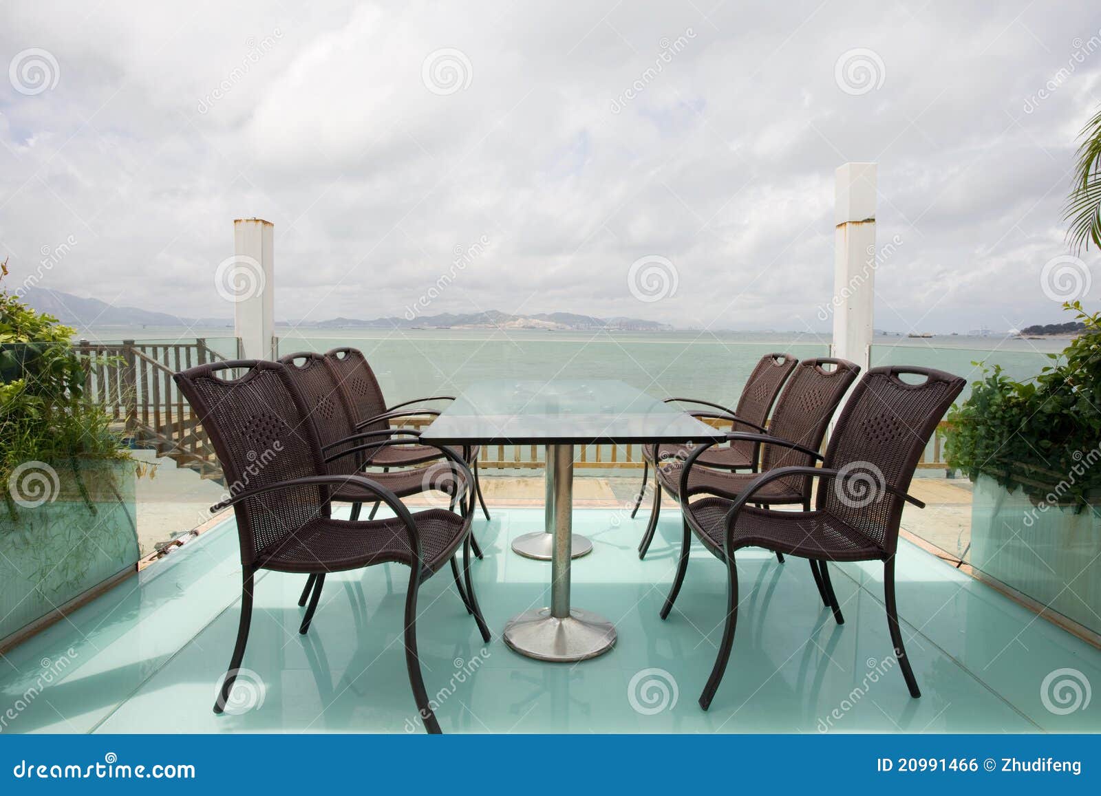Beach Cafe with Tables and Chairs Stock Photo - Image of hotel, horizon ...