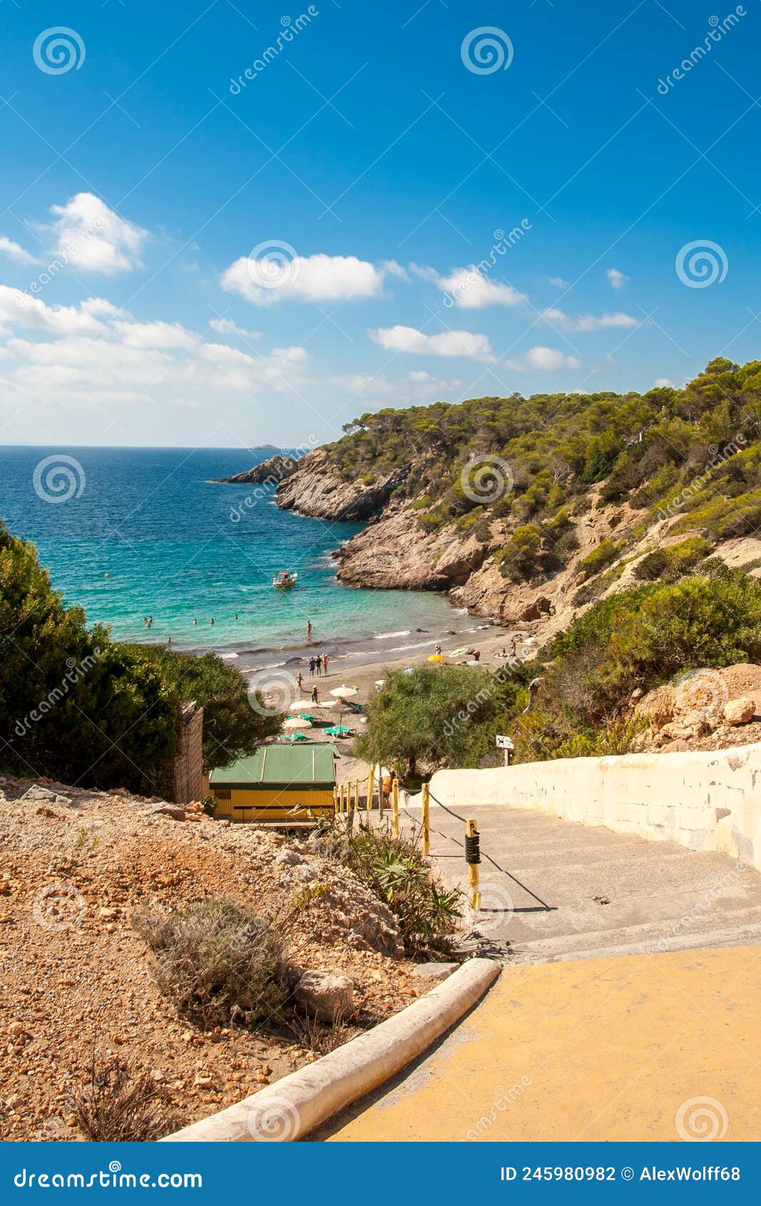 Beach of Cala Boix stock photo. Image of water, rocks - 245980982