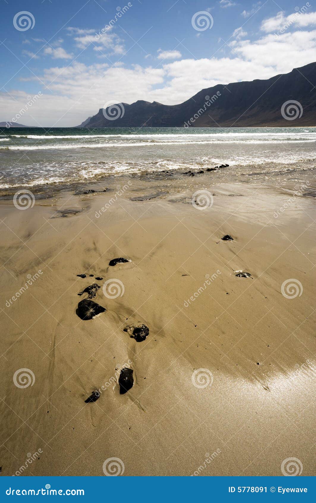 Beach at Caleta De Famara, Lanzarote Stock Image - Image of summer ...