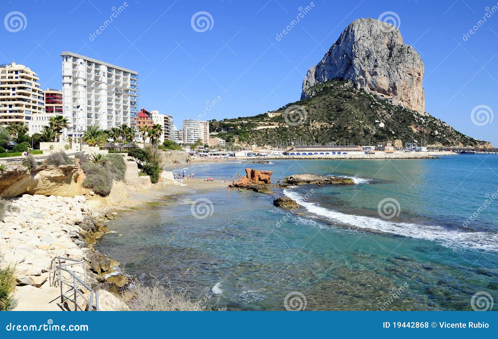Beach Calpe, Alicante. stock photo. Image of buidings - 19442868