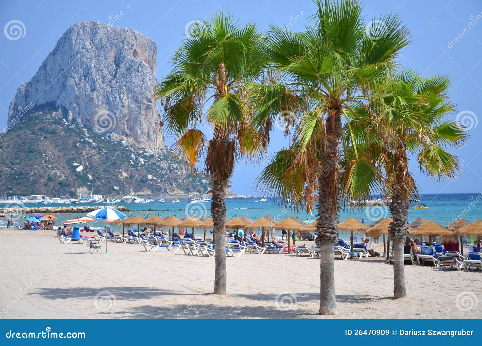 Beach in Calpe, Spain stock image. Image of calp, hill - 26470909