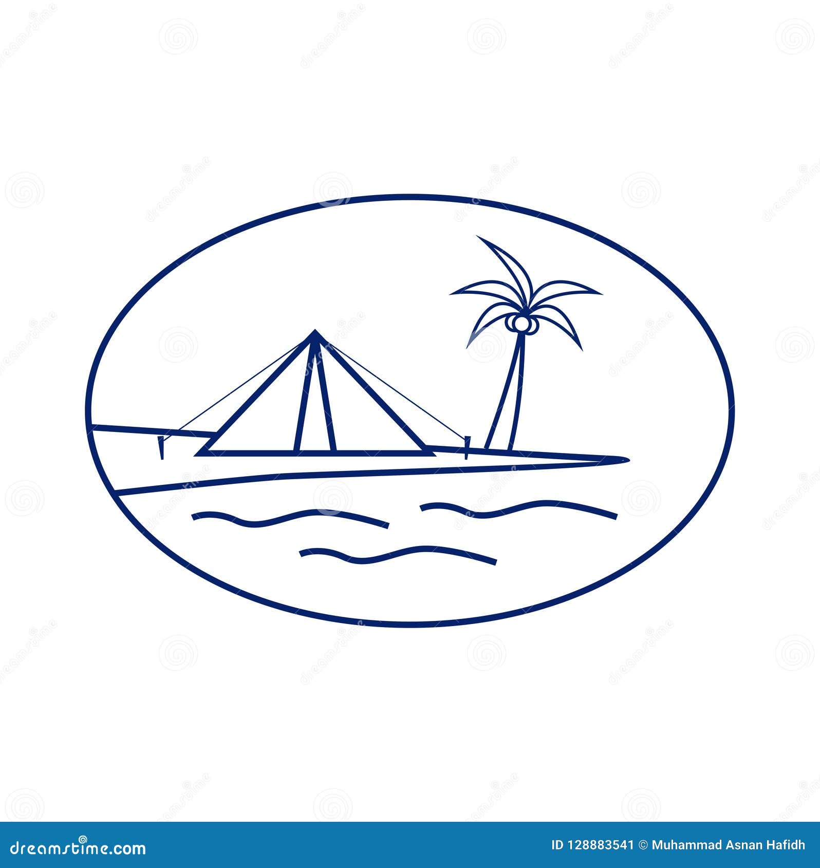 Beach camp line art logo stock vector. Illustration of nice - 128883541