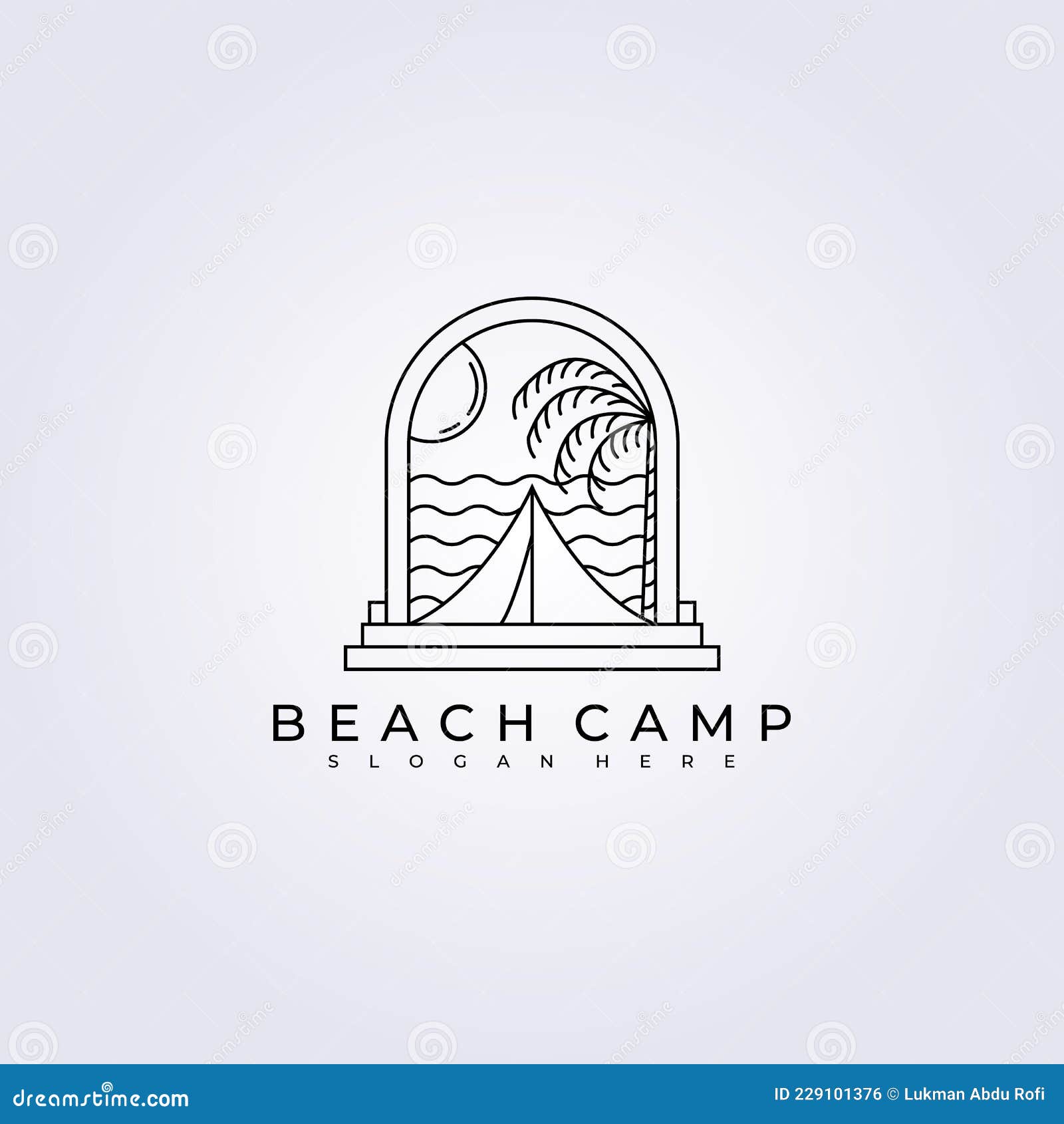 Beach Camp Surfing Ocean Logo Vector Illustration Design Stock Vector ...