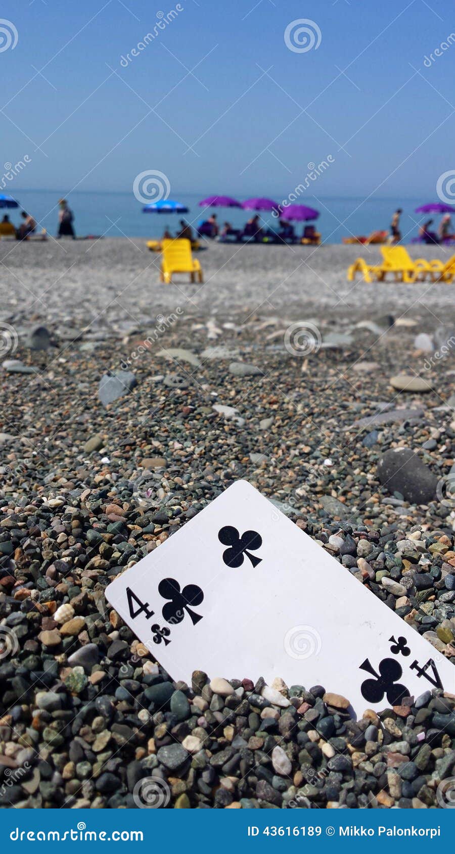 Playing card on the beach stock image. Image of rocks - 43616189