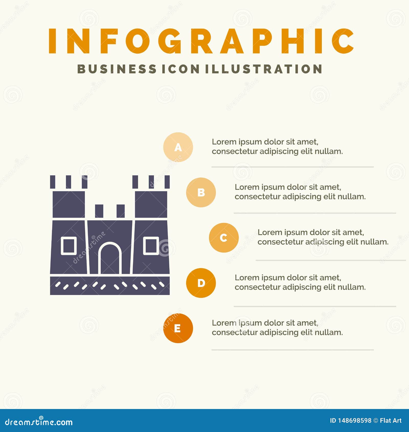 Beach, Castle, Sand Castle Solid Icon Infographics 5 Steps Presentation ...