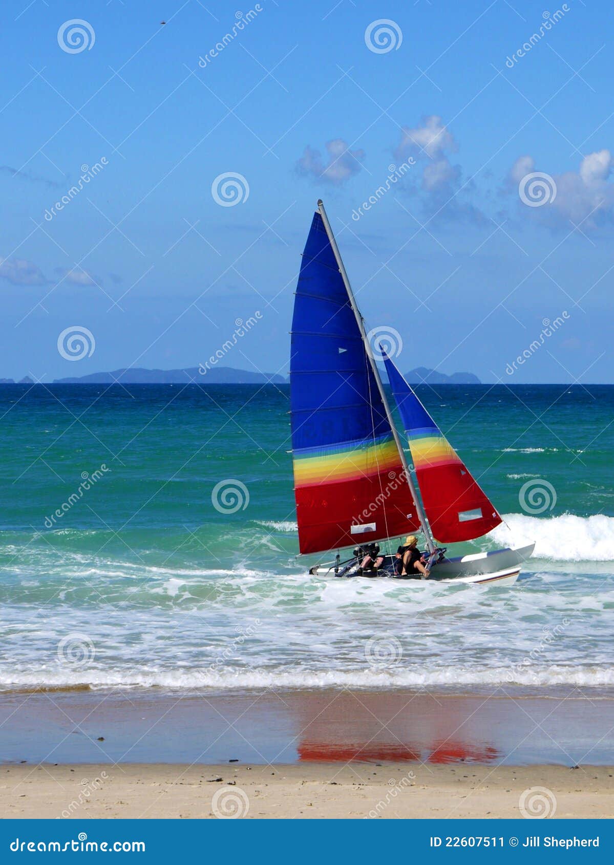 Beach: Catamaran Sailing in Surf - Close Stock Image - Image of leisure ...