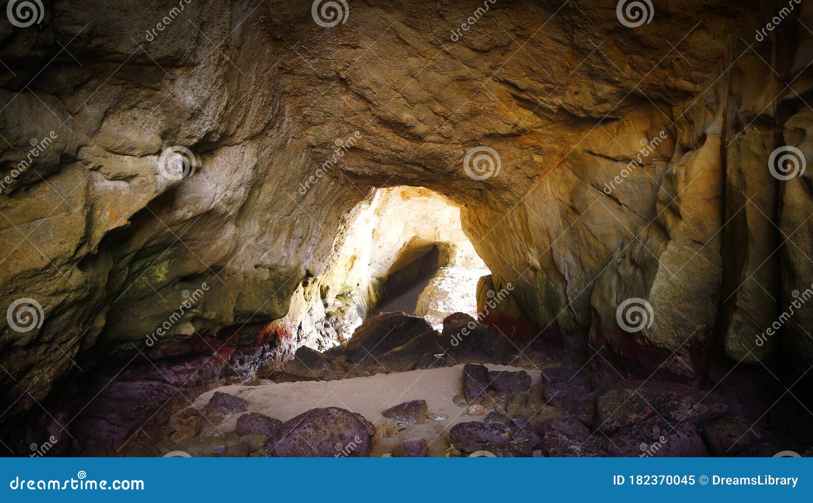 Beach Cave with Sun Shining Inside Stock Image - Image of summer ...
