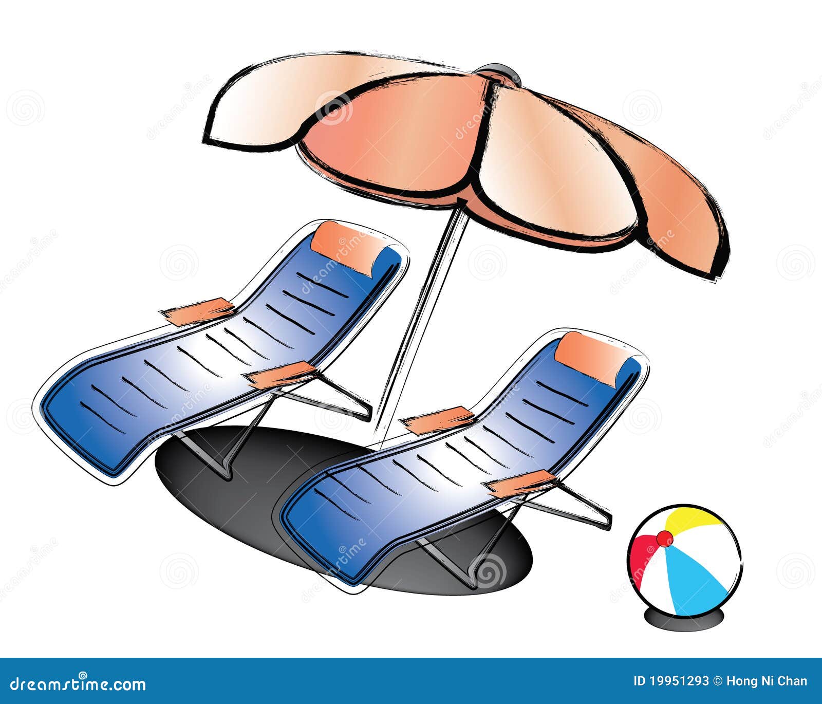 Beach Chair Cartoon Vector | CartoonDealer.com #19951293