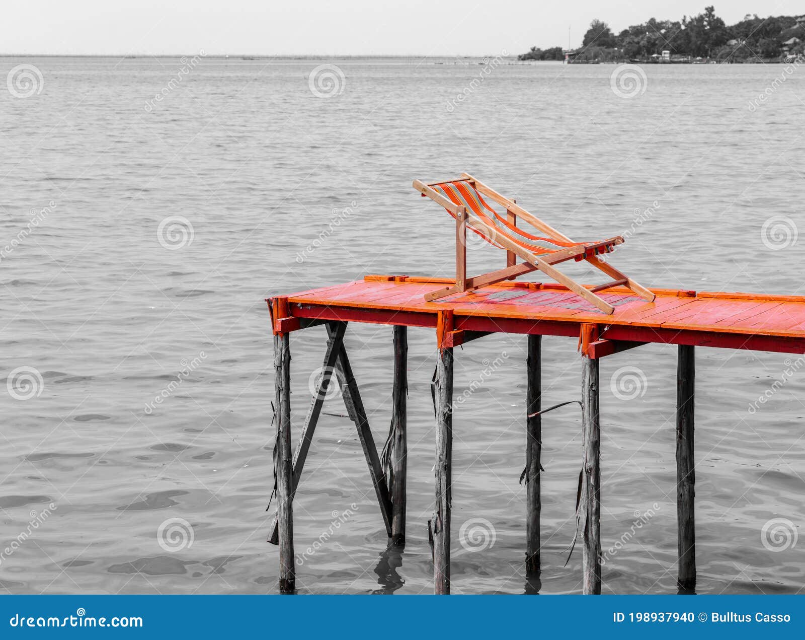 Beach Chair on Bridge on Grey Background Stock Photo - Image of ...