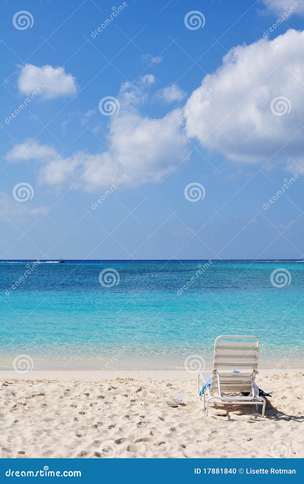 Beach Chair on Sand with Blue Ocean Stock Photo - Image of beach ...