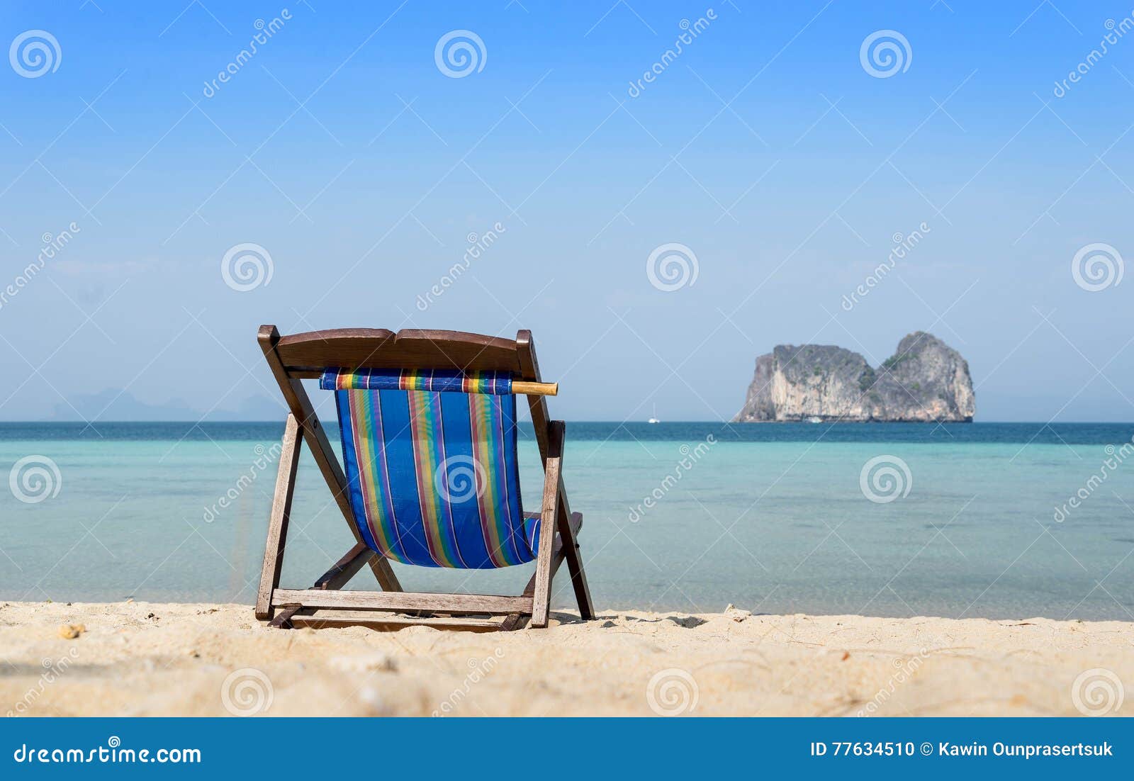 Beach Chair on Sand and Sea View Stock Photo - Image of ocean, vacation ...