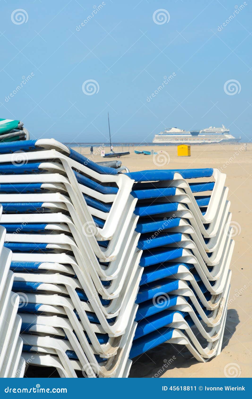 Beach Chairs in Dutch IJmuiden Stock Image - Image of beds, holland ...