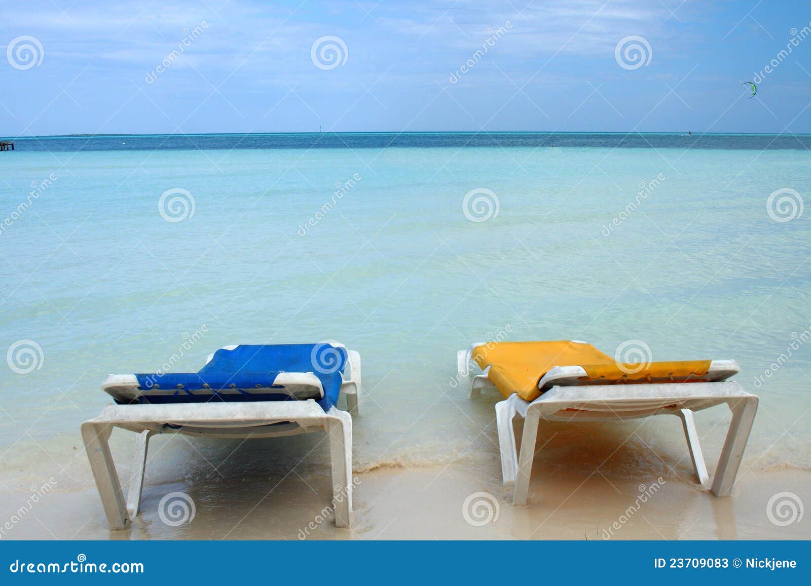 Beach Chairs Overlooking Ocean Stock Image - Image of caribbean ...