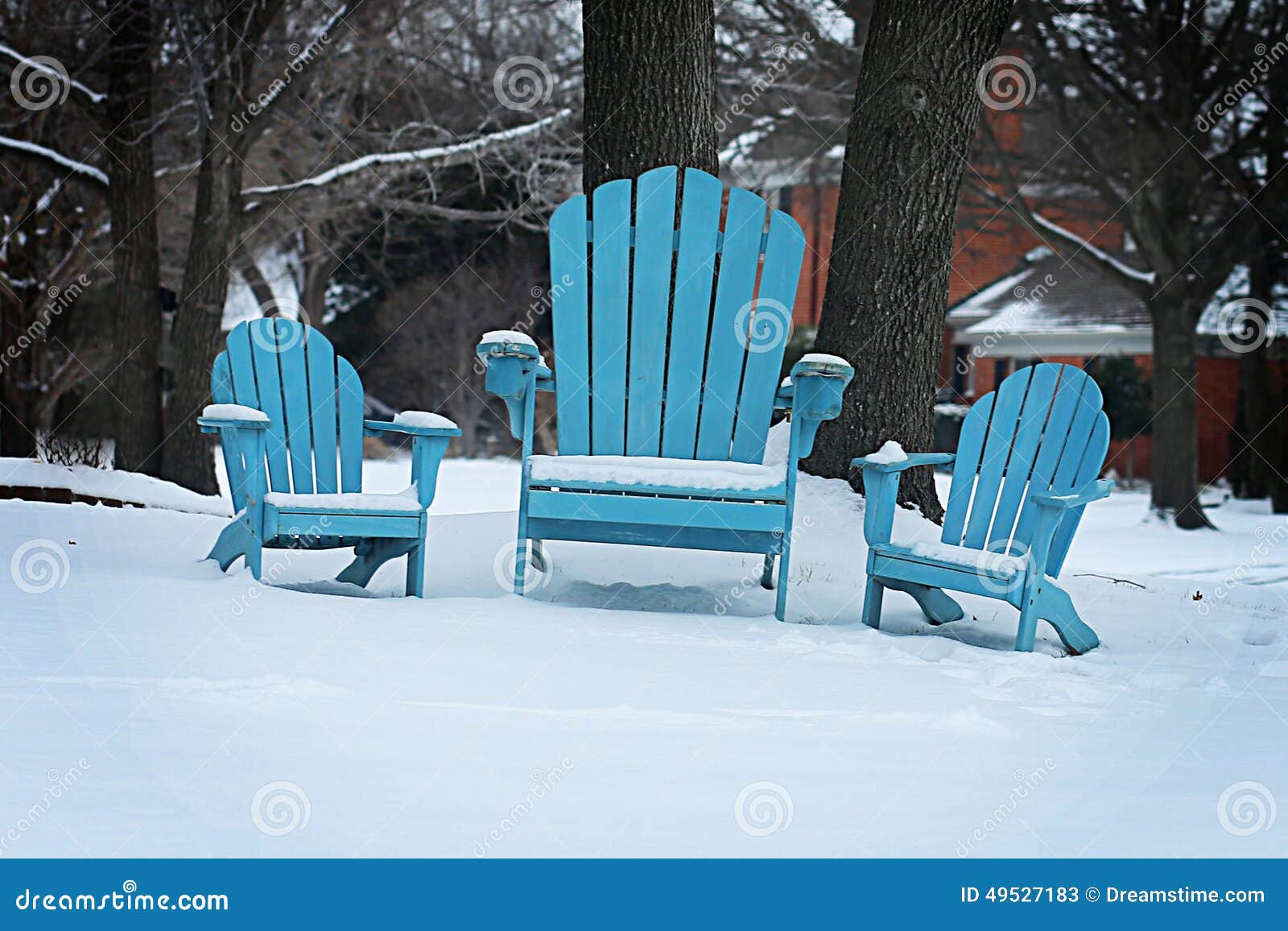 Beach Chairs in the Snow stock image. Image of sunshine - 49527183