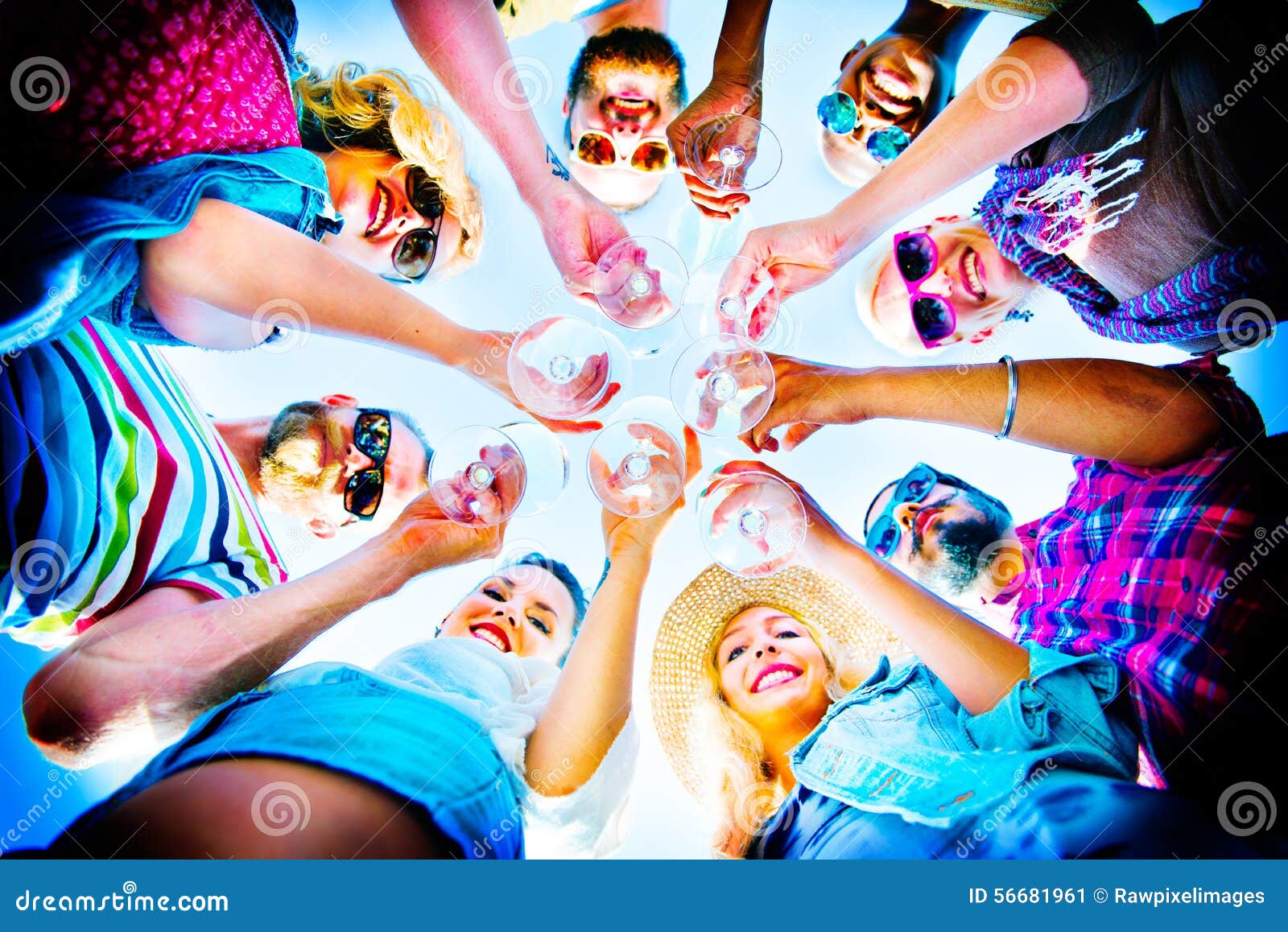 Beach Cheers Celebration Friendship Summer Fun Concept Stock Image ...