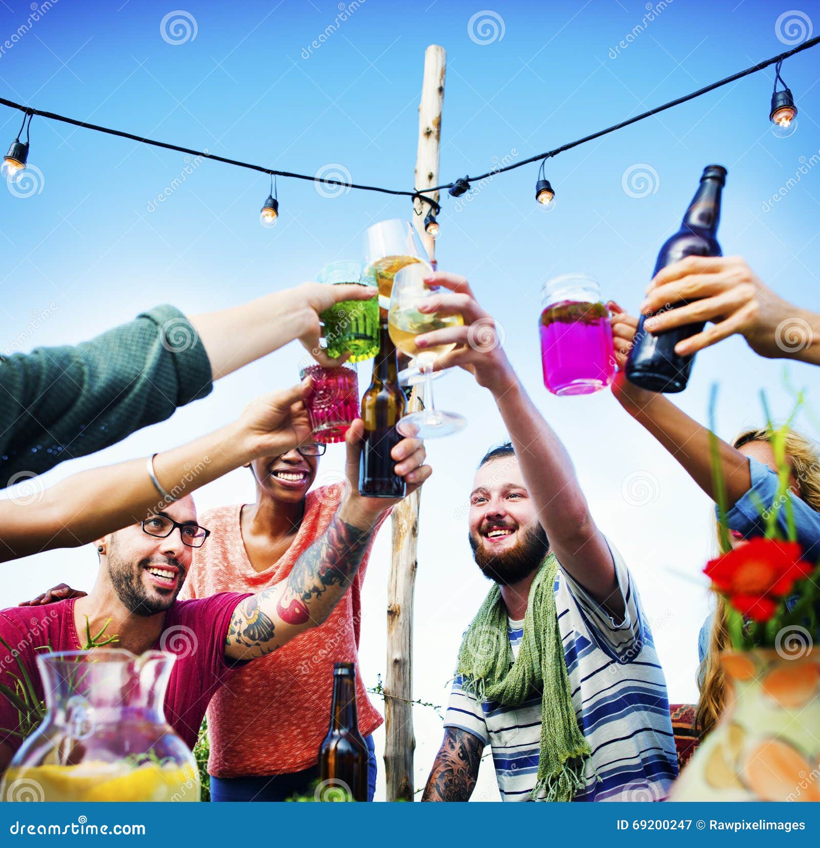 Beach Cheers Celebration Friendship Summer Fun Dinner Concept Stock ...